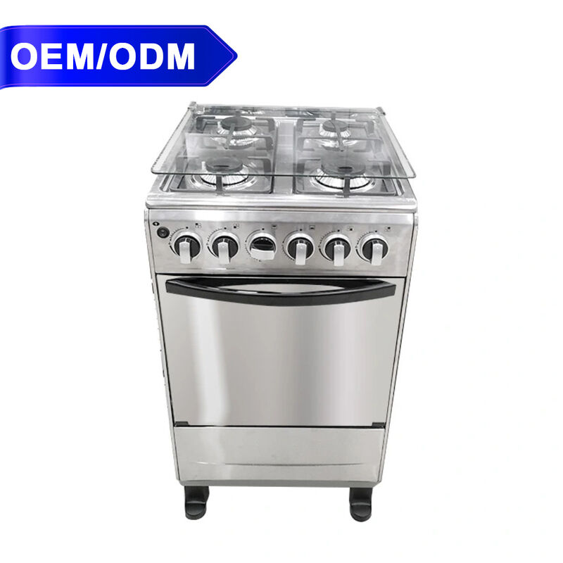4 Gas Burners Stainless Steel Free Standing Oven Mirror Glass Door ...