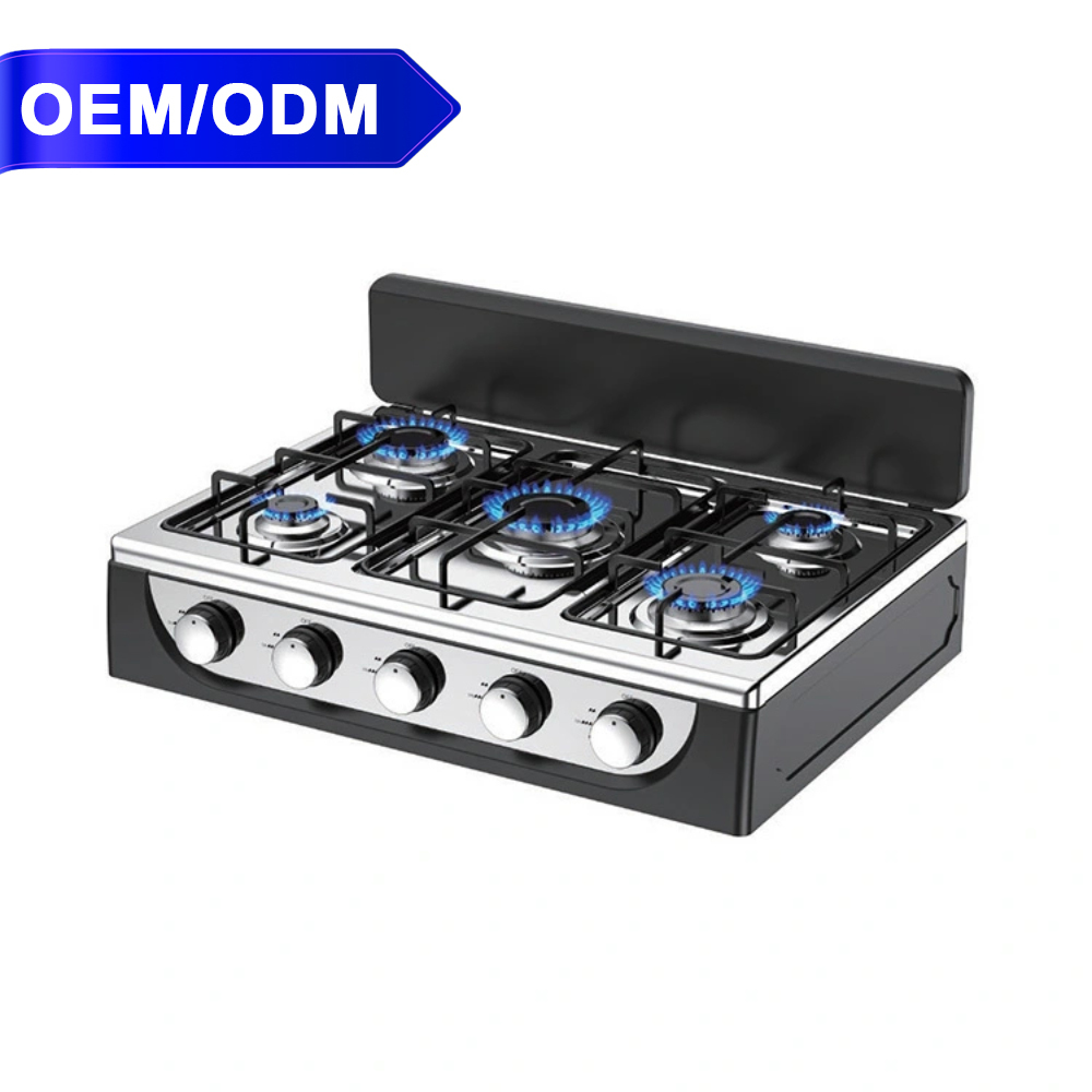 Commercial Five Burner Gas Stove Easy Installation LPG Gas 5 Hob Gas Cooker